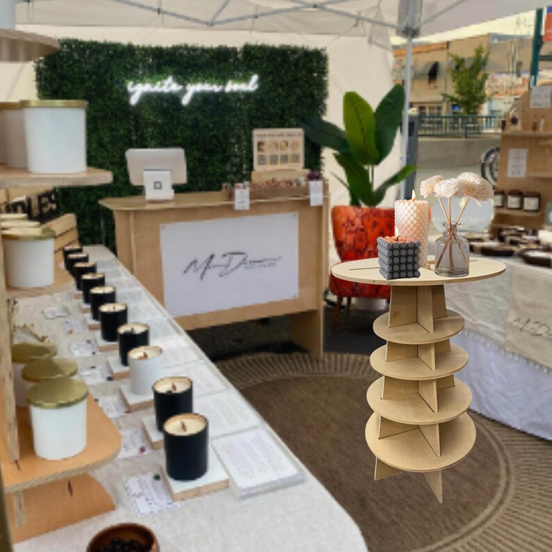 Wooden 5-tier Circular Display Shelf-round Standing Storage Rack for ...