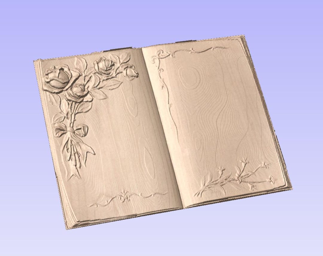 Digital CNC File Open Book Vintage Study Rose Bouquet Antique Floral ...