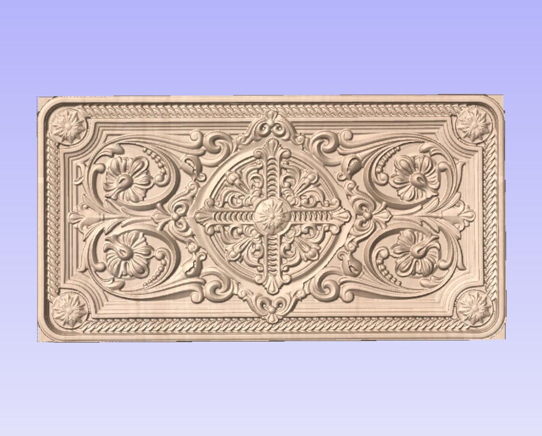 Digital CNC File Ornate Centered Cross Design Curved Twist Frame Panel ...