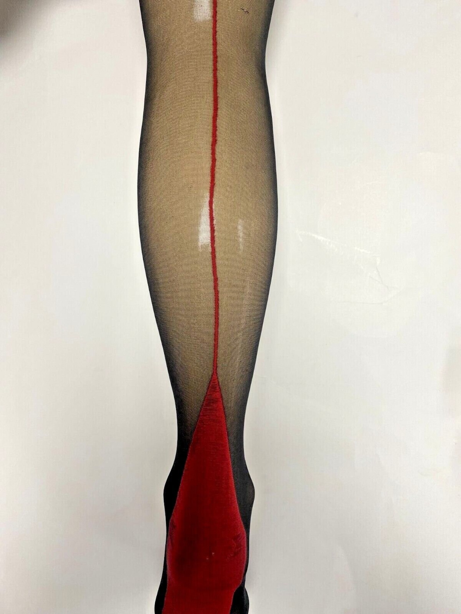 Various Sexy Open Crotch Contrast Seam Sheer Cuban Heel Tights Women's ...