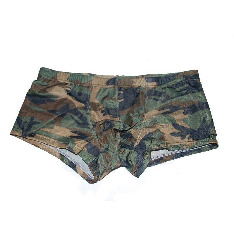 Men's Silky Smooth Stretch Figure Hugging Camouflage Boxer Shorts Sexy ...