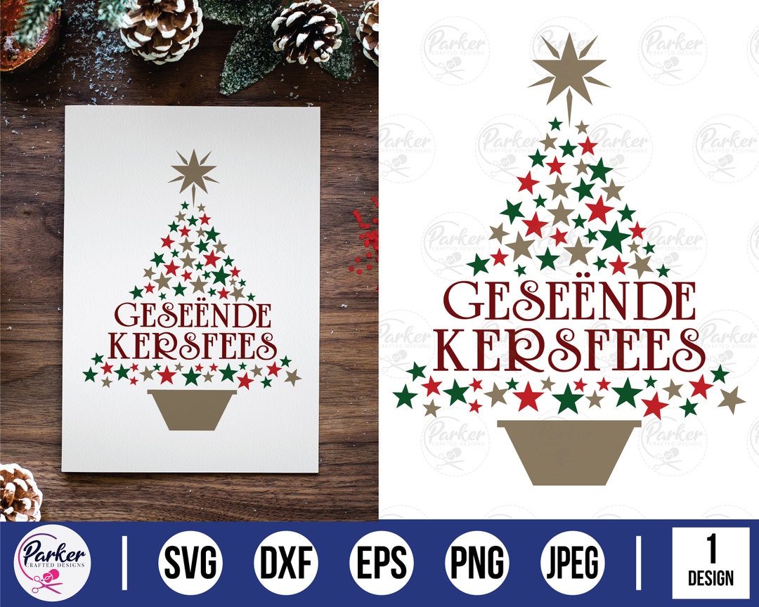 Gekleurde Sterre Geseende Kersfees Kersboom | Cut Files | Afrikaans SVG ...