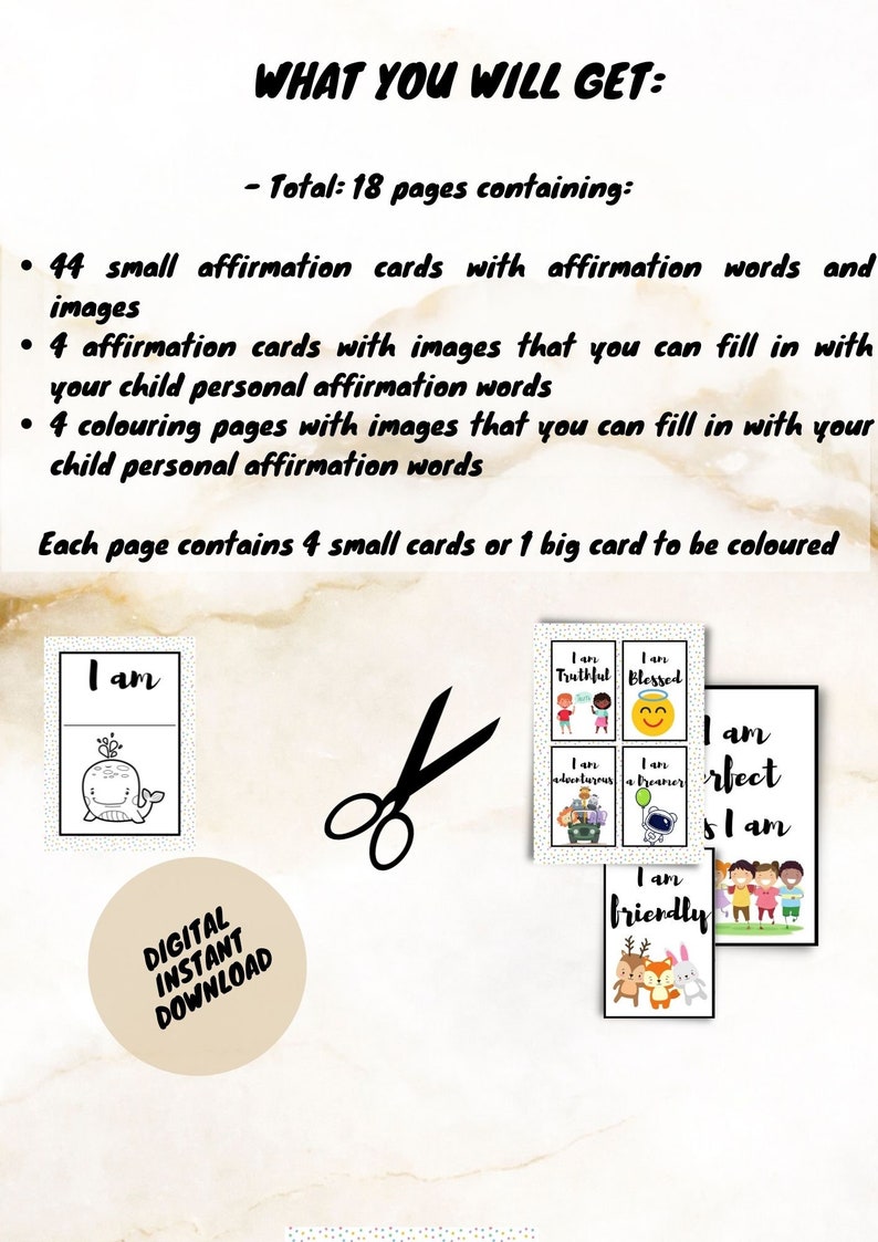 Positive Affirmations Card for Kids, Motivational Cards,kids Mood ...