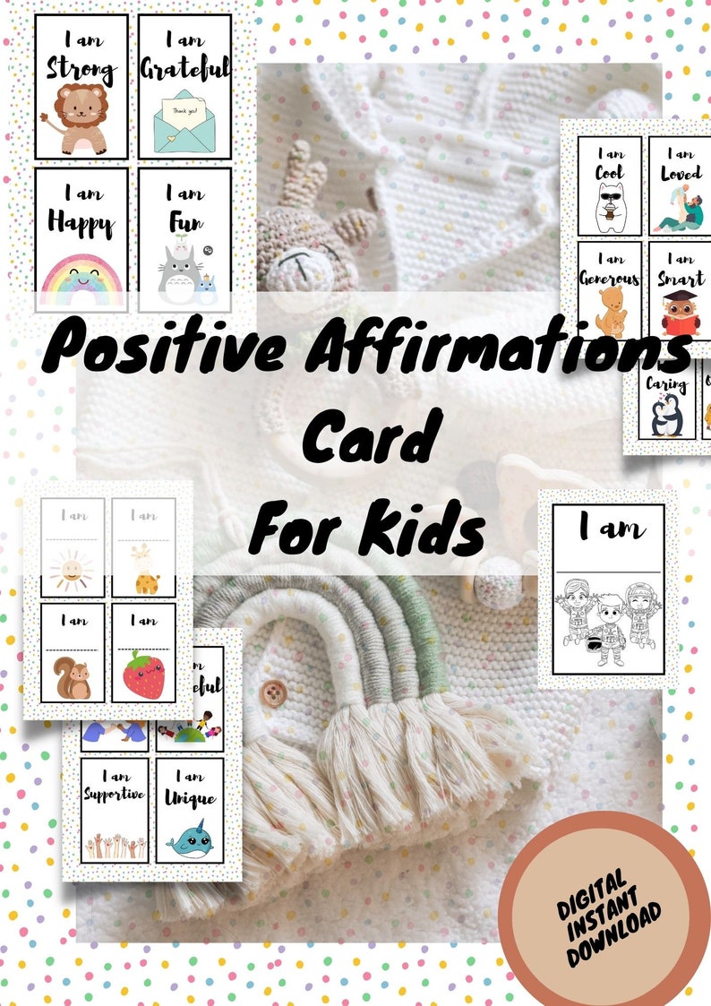 Positive Affirmations Card for Kids, Motivational Cards,kids Mood ...