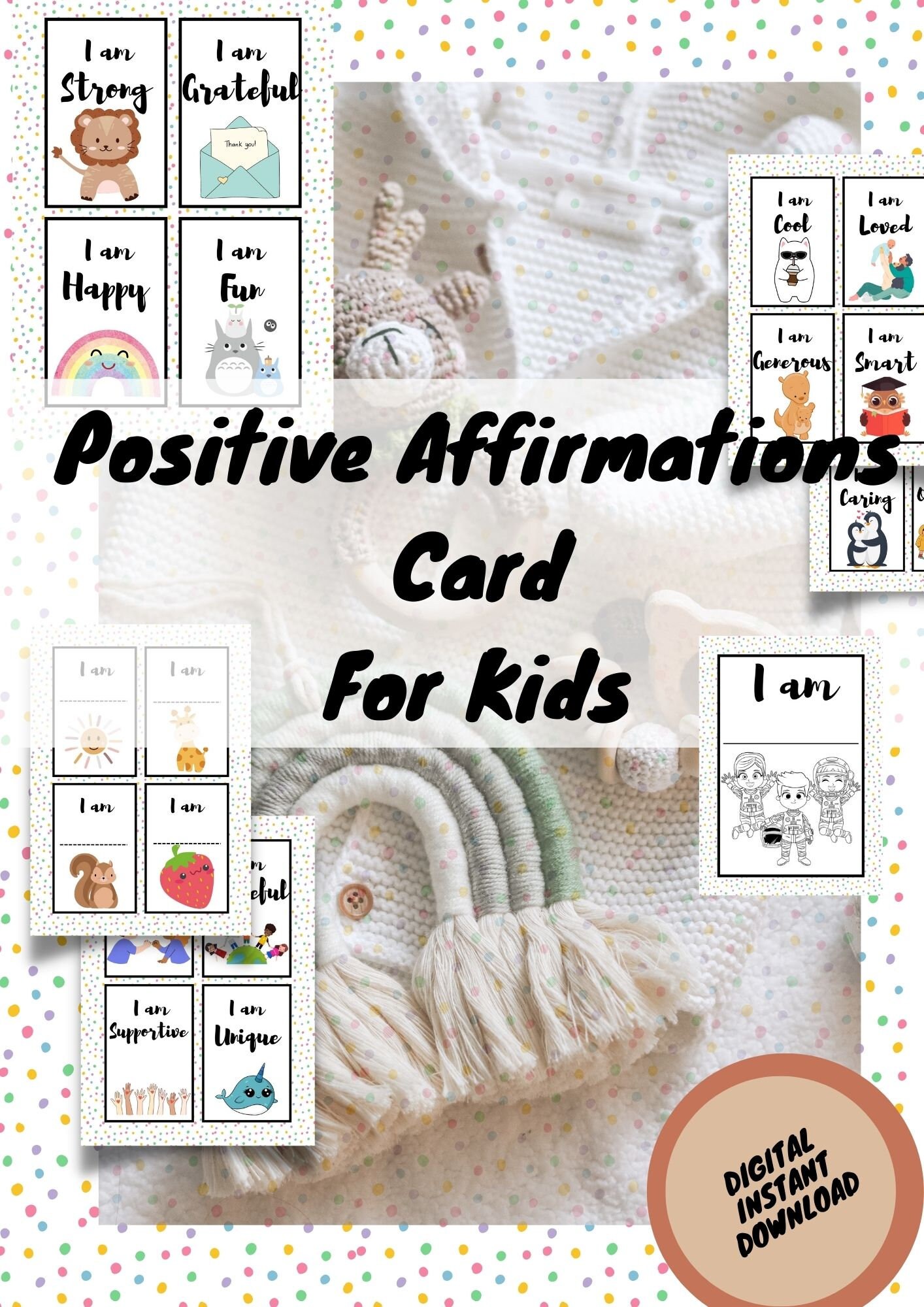 Positive Affirmations Card for Kids, Motivational Cards,kids Mood ...
