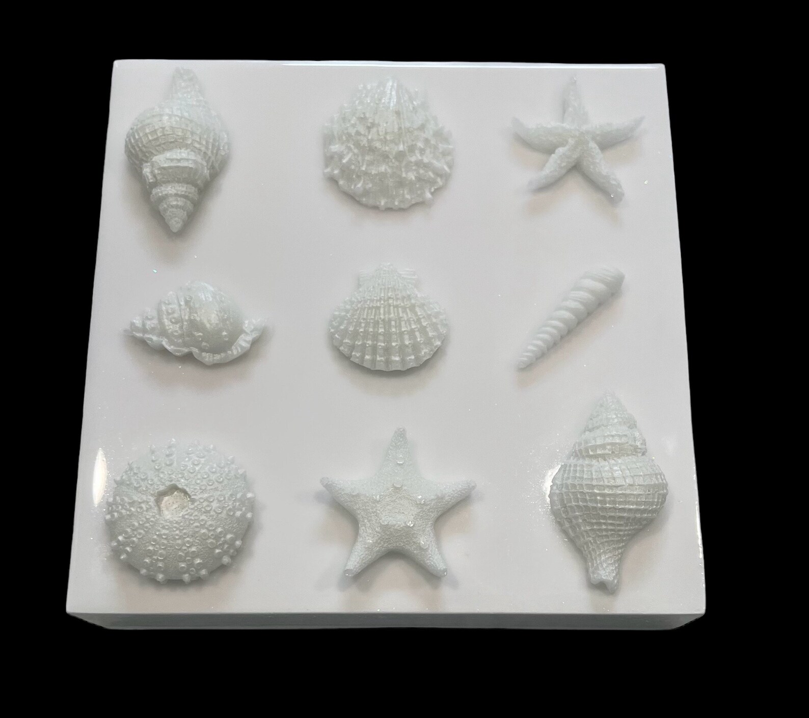 Seashell Resin Art: Nautical Wall Decor Sculpture (8x8x1). - Etsy