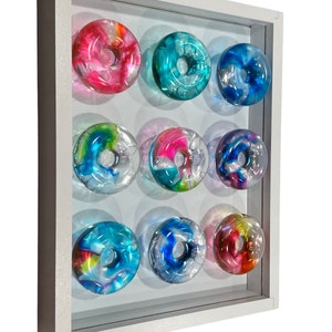 Tye Dye Ring Sculpture, Colorful Wall Hanging, Resin Rings, Rainbow ...