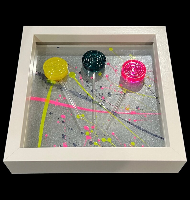 Splatter Paint, Lollipop Wall Hanging, Pink and Yellow Neon Splatter ...