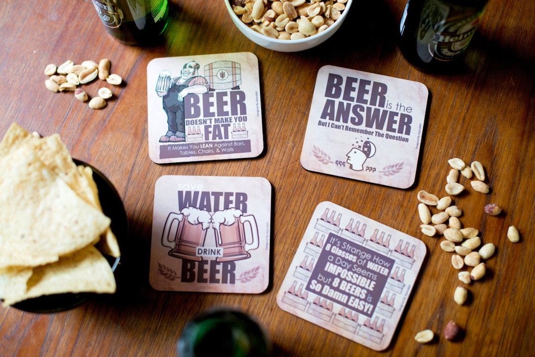 Funny Beer Coasters Set of 6 Square Drink Adult Humor Home - Etsy