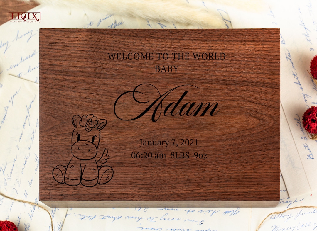 Custom Baby Memory Box Personalized Wooden Keepsake for New Mom, Baby ...