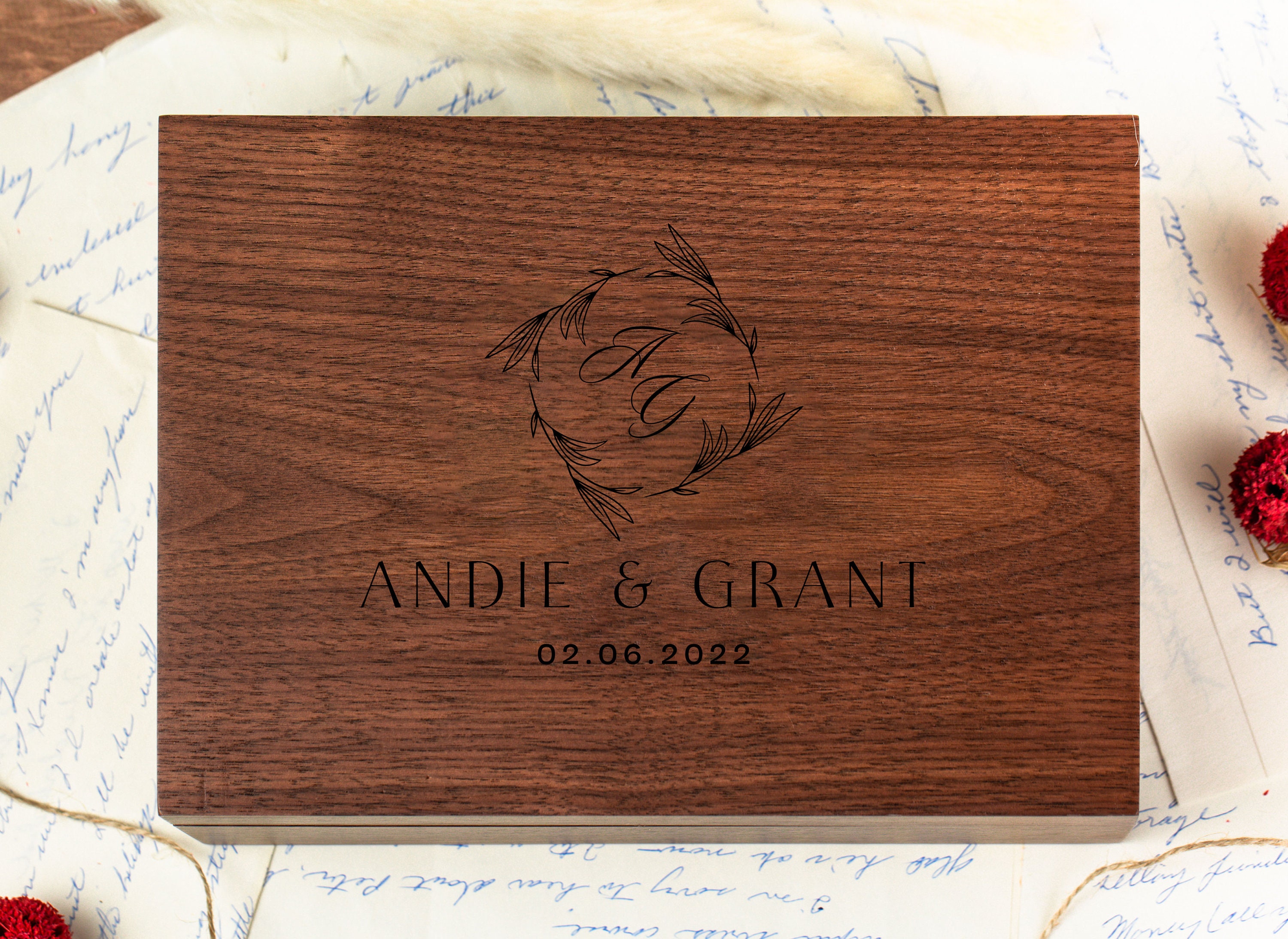 Wedding Keepsake Box, Personalized Walnut Keepsake Box, Wedding Memory ...
