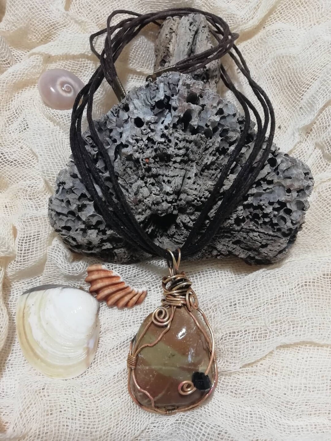Χειροποιητο κολιε βοτσαλο θαλασσα - Etsy