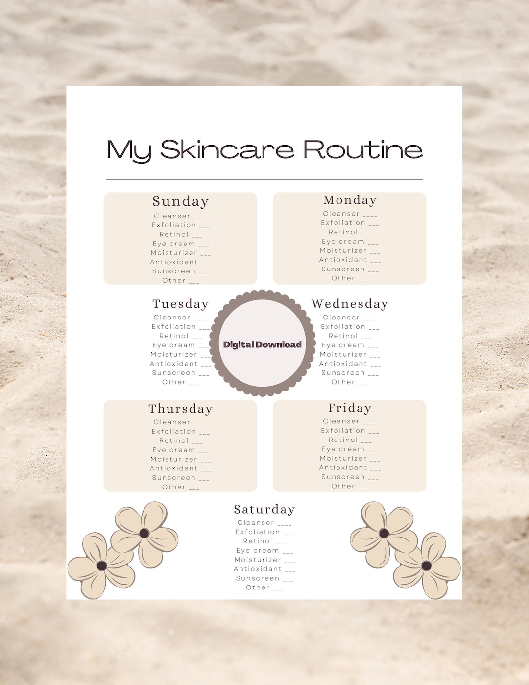 Weekly Skincare Routine Checklist - Etsy