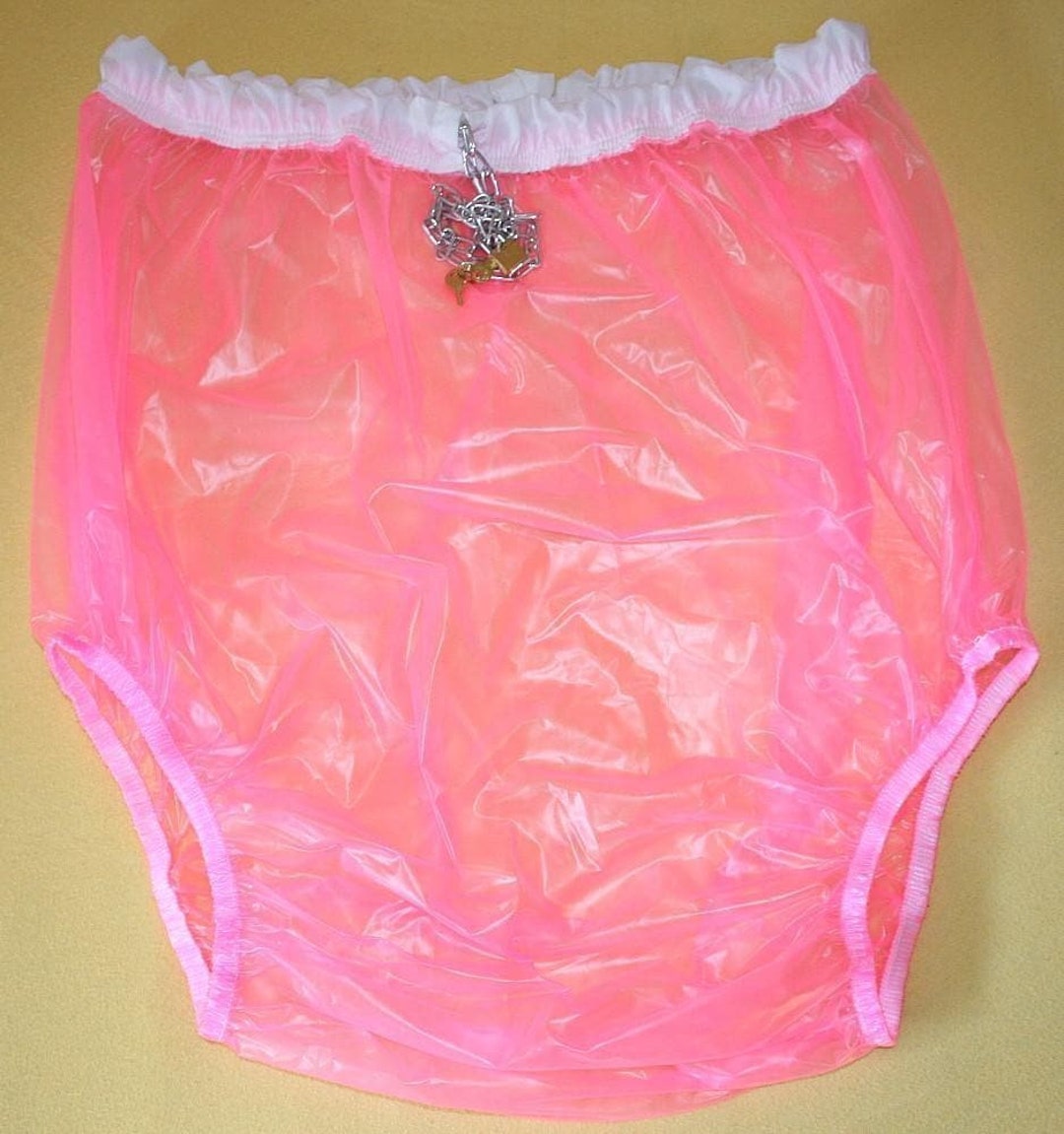 Abschließbare PVC Windelhose Gummihose Erwachsene baby rosa transparent ...