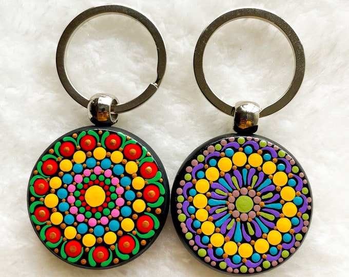 Christmas Gifts Mandala Keychain Hand Painted Key Chain Dot Mandala ...