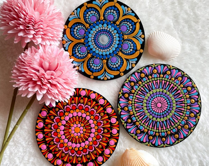 Dot Mandala Coasters Premium Hand Painted Mandala Home Decor Gifts for ...