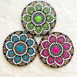 Premium Coasters Set of 6 Hand Painted Mandala Coasters Home Decor ...