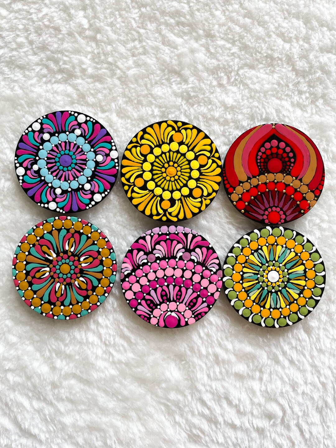 Fridge Magnets Set of 6 Hand Painted Magnets Colorful Small Art Gifts ...