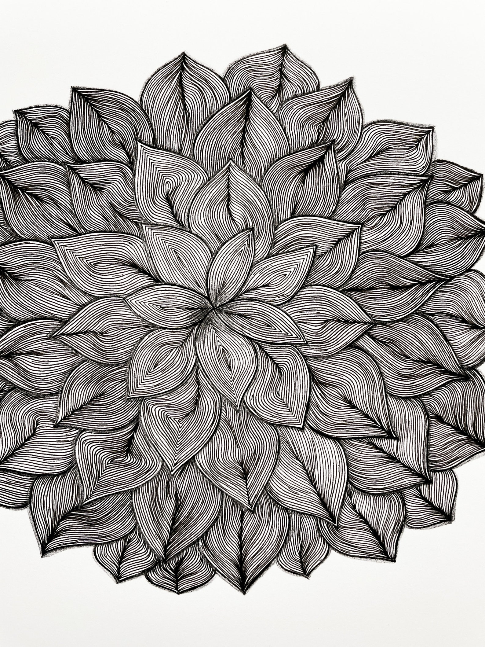 Hand Drawn Mandala Art Print Black and White Home Decor Boho Printable ...