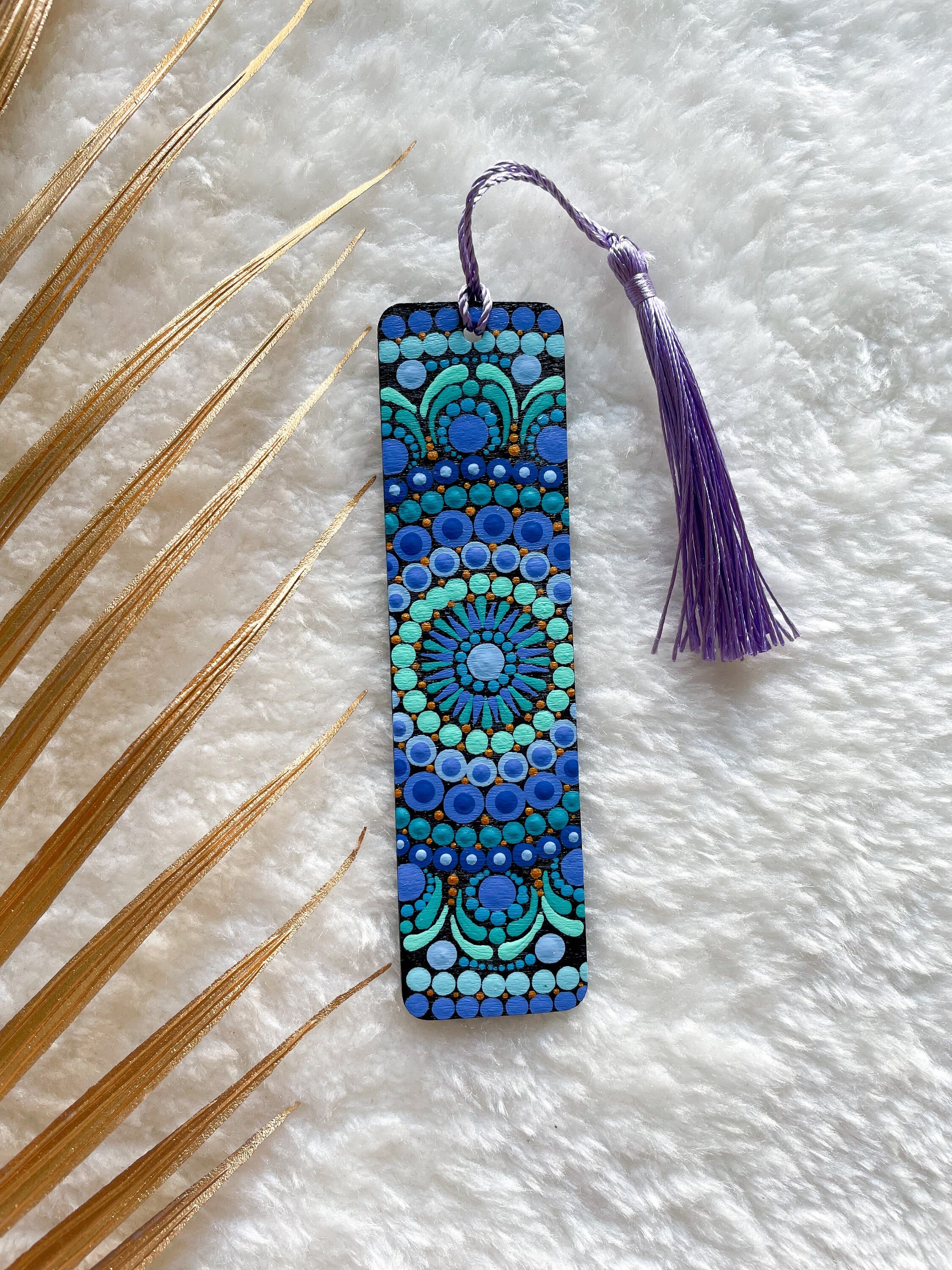 Blue Wooden Bookmarks Hand-painted Mandala Bookmarks for Men, Books ...
