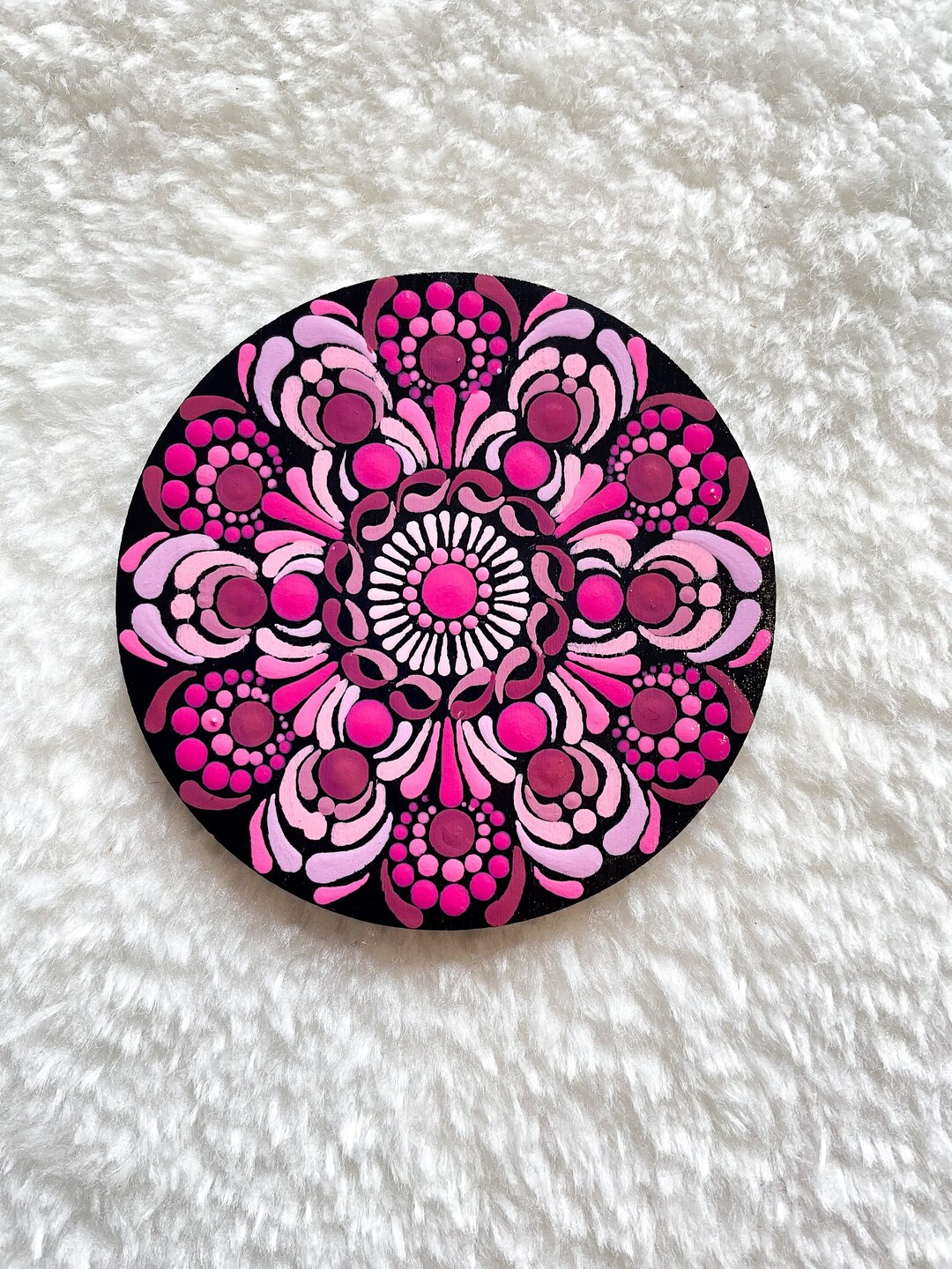 Wooden Fridge Magnets Pink Handmade Magnets Dot Mandala Unique Gifts ...