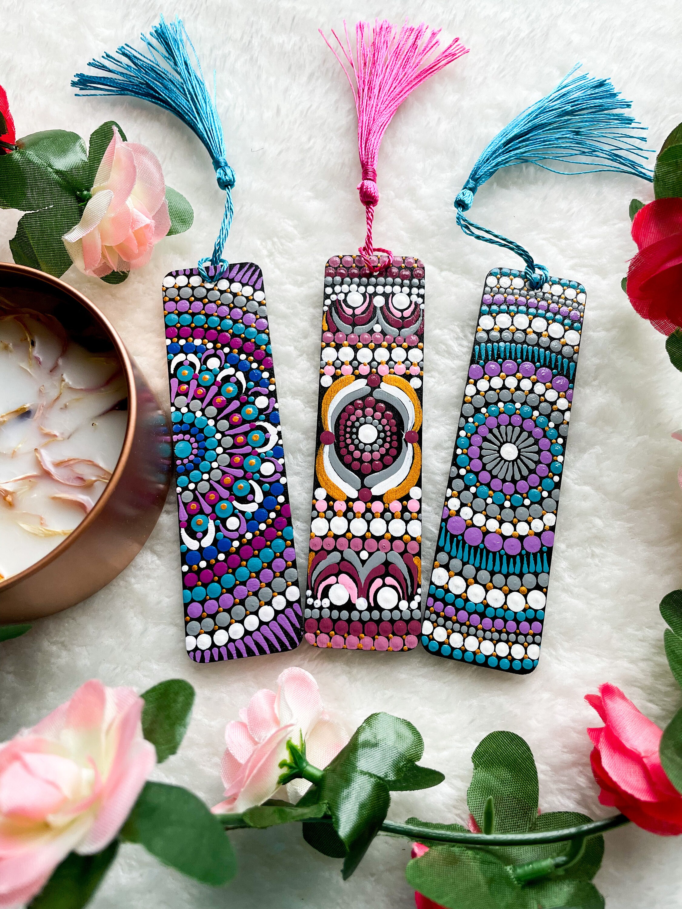 Mandala Art Bookmarks, Hand-painted Bookmarks Children & Adults' Gift ...