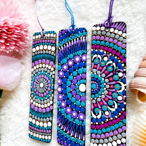 Hand Painted Mandala Bookmarks Set of 3 Colourful Students Gifts Dot ...