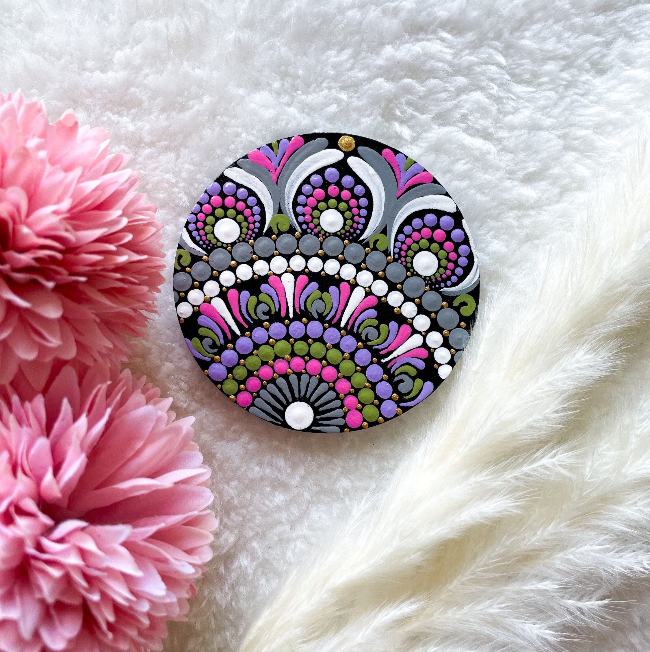 Fridge Magnets Wooden Cute Magnet Set Hand Painted Dot Art - Etsy