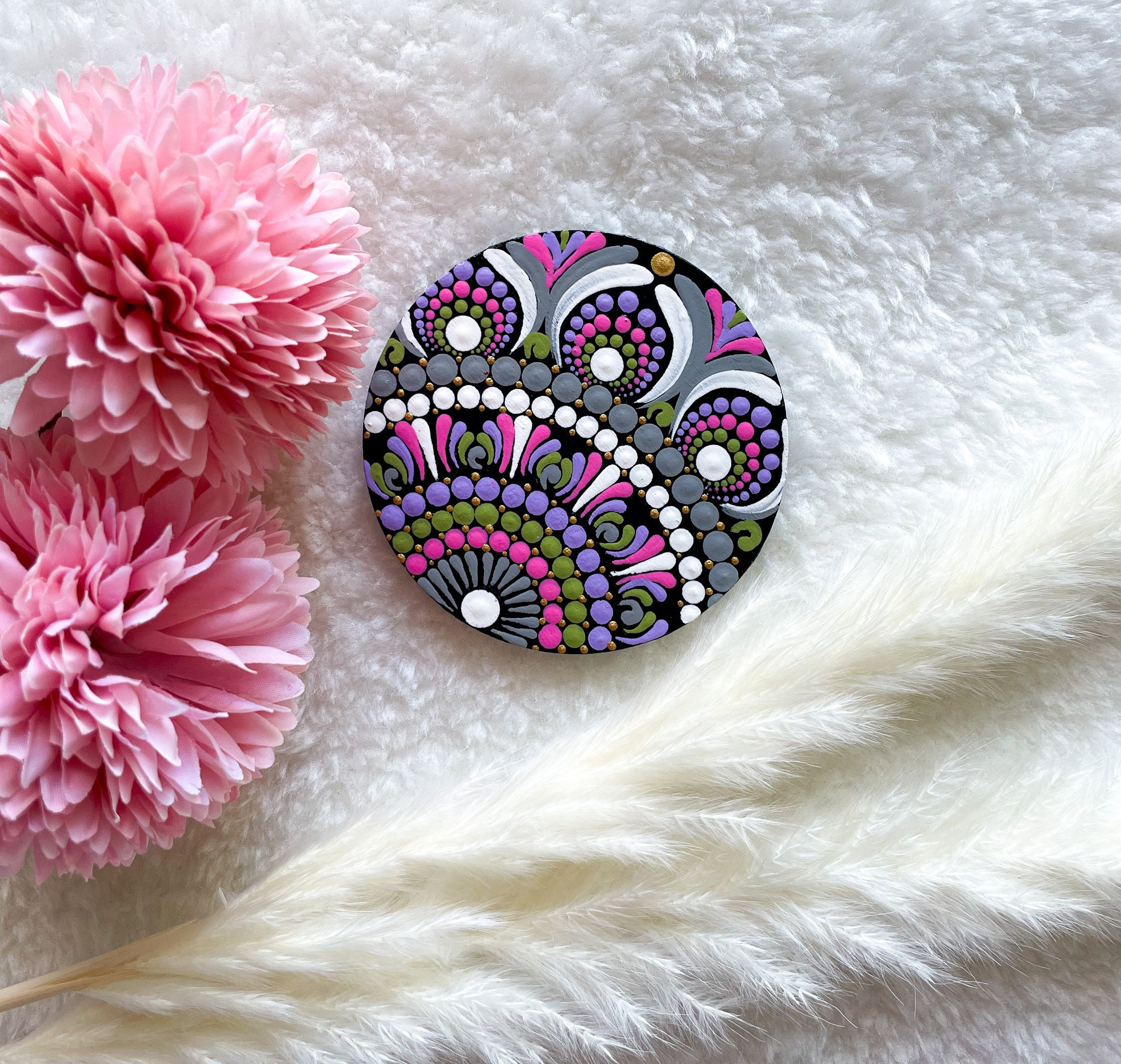 Fridge Magnets Wooden Cute Magnet Set Hand Painted Dot Art - Etsy