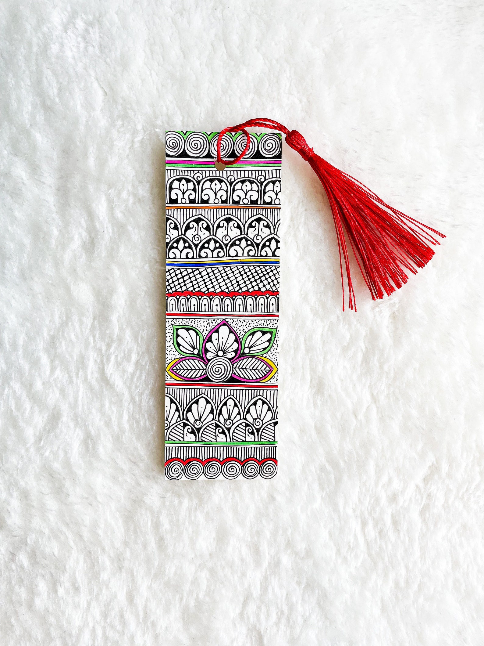 Hand Drawn Mandala Bookmarks With Tassel Zentangle Bookmark ...