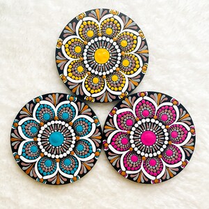 Premium Coasters Set of 6 Hand Painted Mandala Coasters Home Decor ...