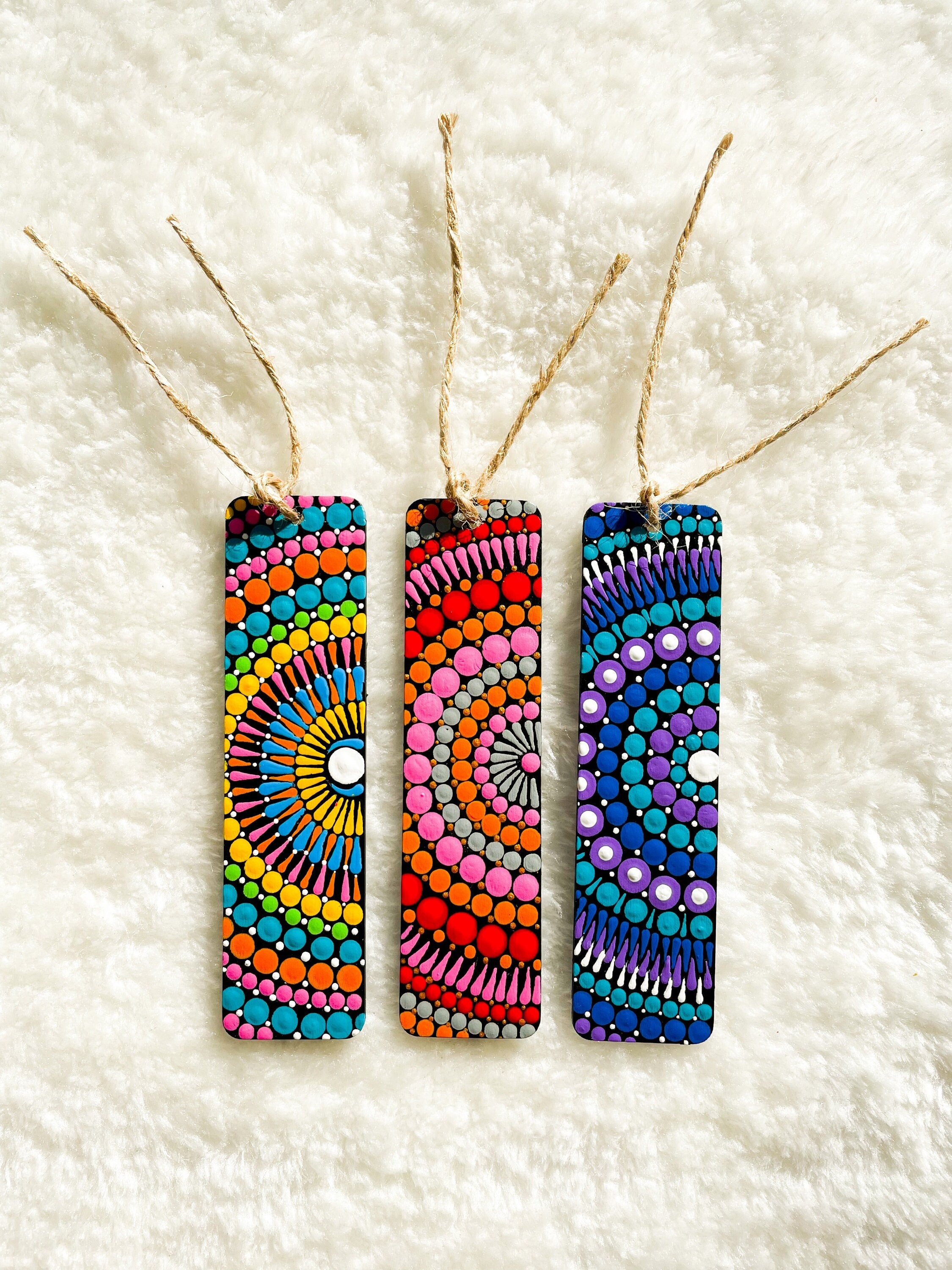 Hand Painted Mandala Bookmarks, Colourful Children's Gifts, Dot Art ...