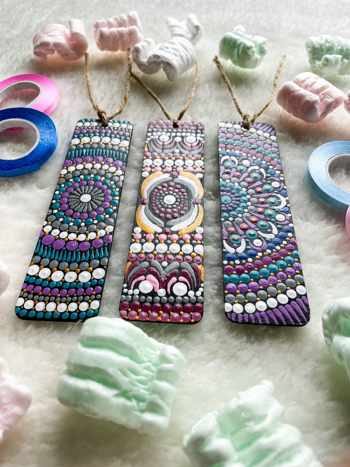 Mandala Art Bookmarks Hand-painted Bookmarks Children & - Etsy