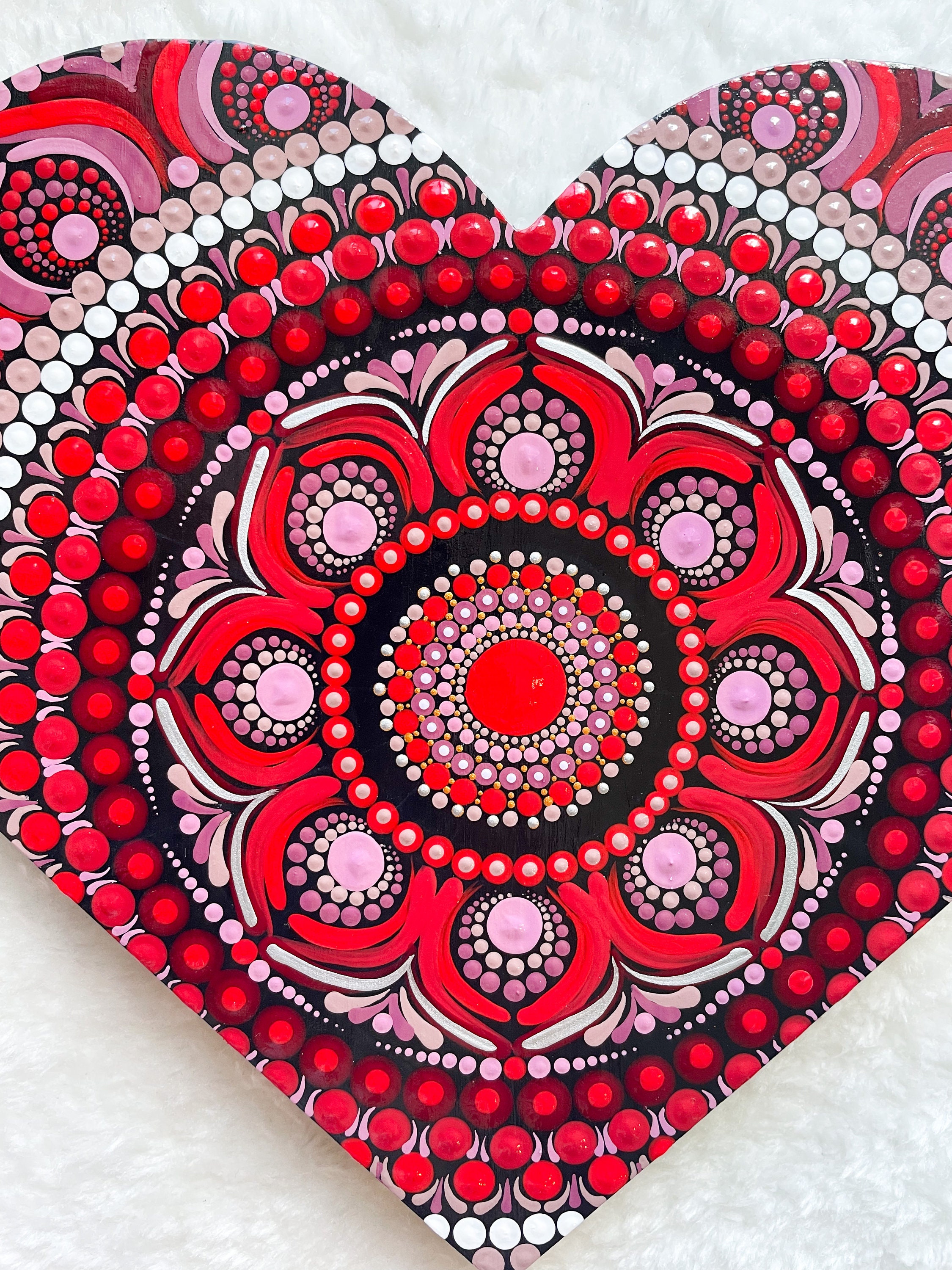 Heart Shaped Mandala Original Love Dot Mandala on Wood Wall - Etsy