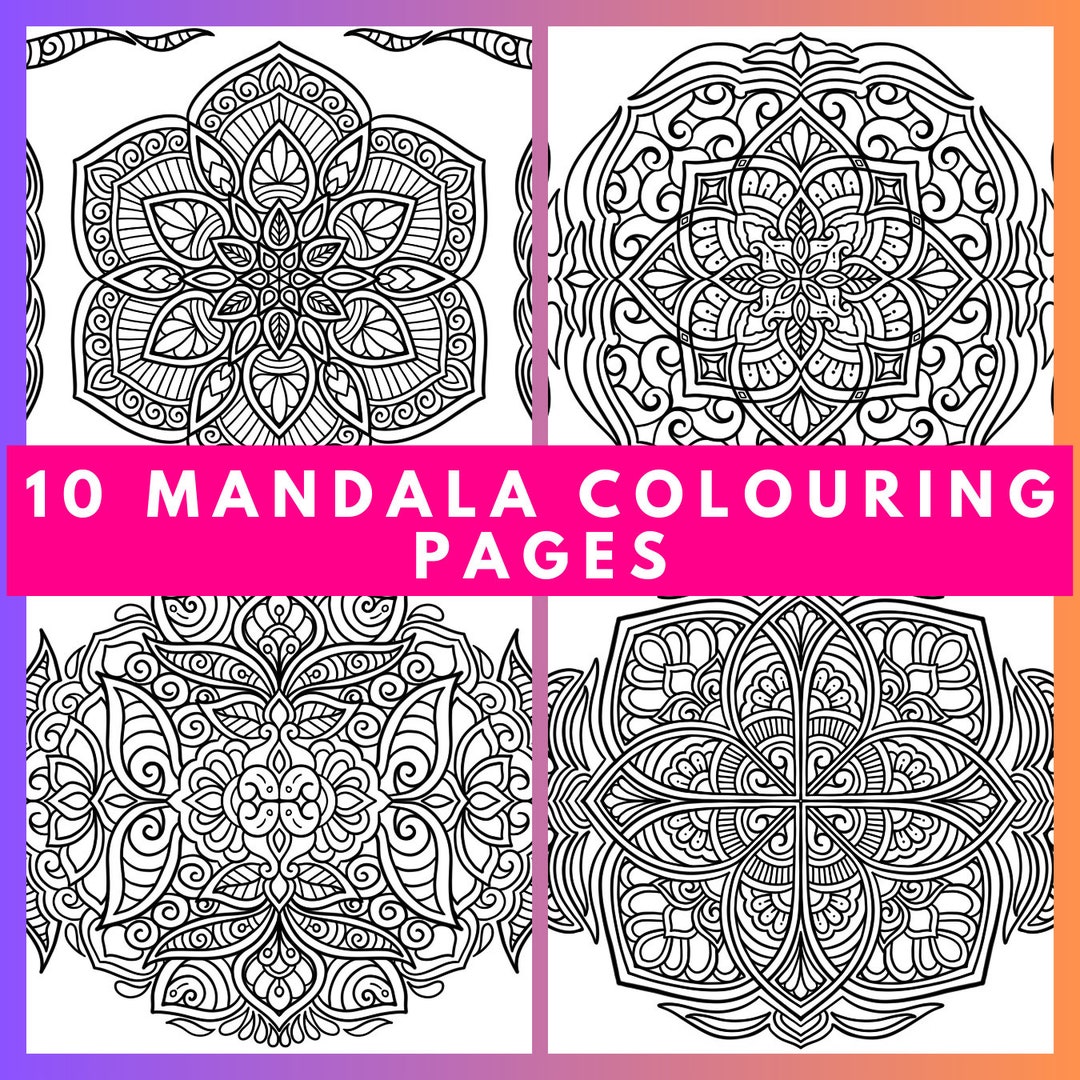 10 Mandala Colouring Pages Adult Coloring Pages Instant Download ...