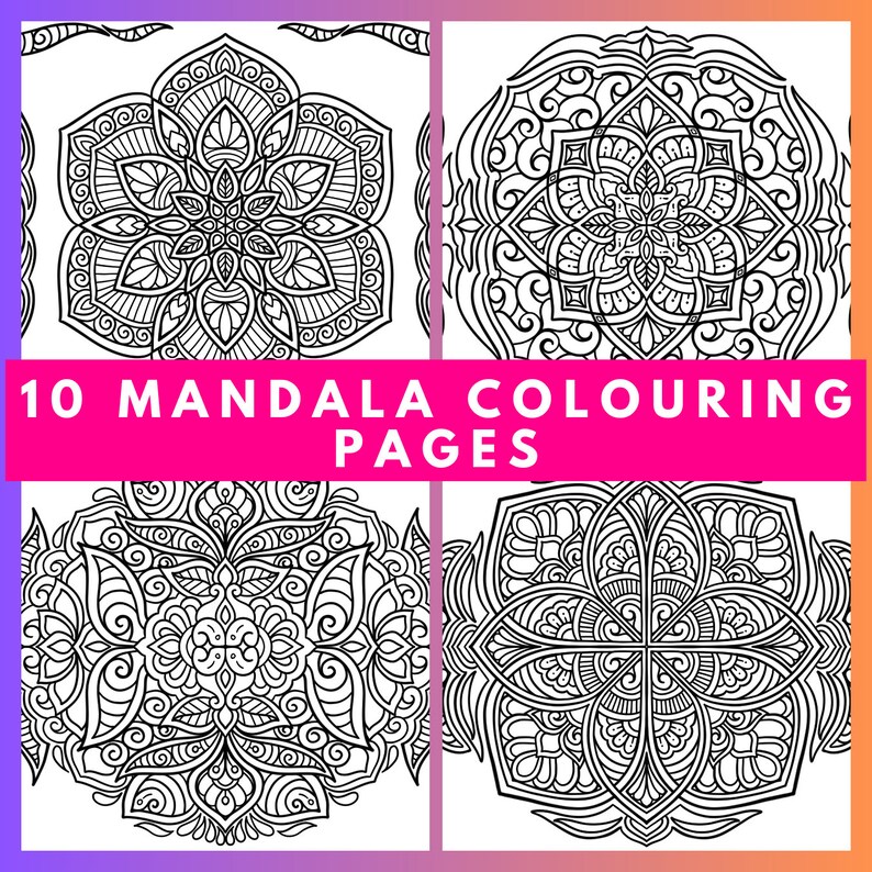 10 Mandala Colouring Pages Adult Coloring Pages Instant Download ...