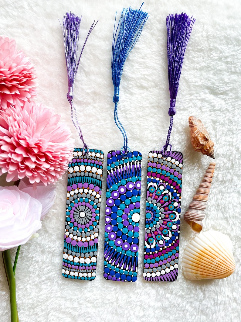 Hand Painted Mandala Bookmarks Set of 3 Colourful Students Gifts Dot ...