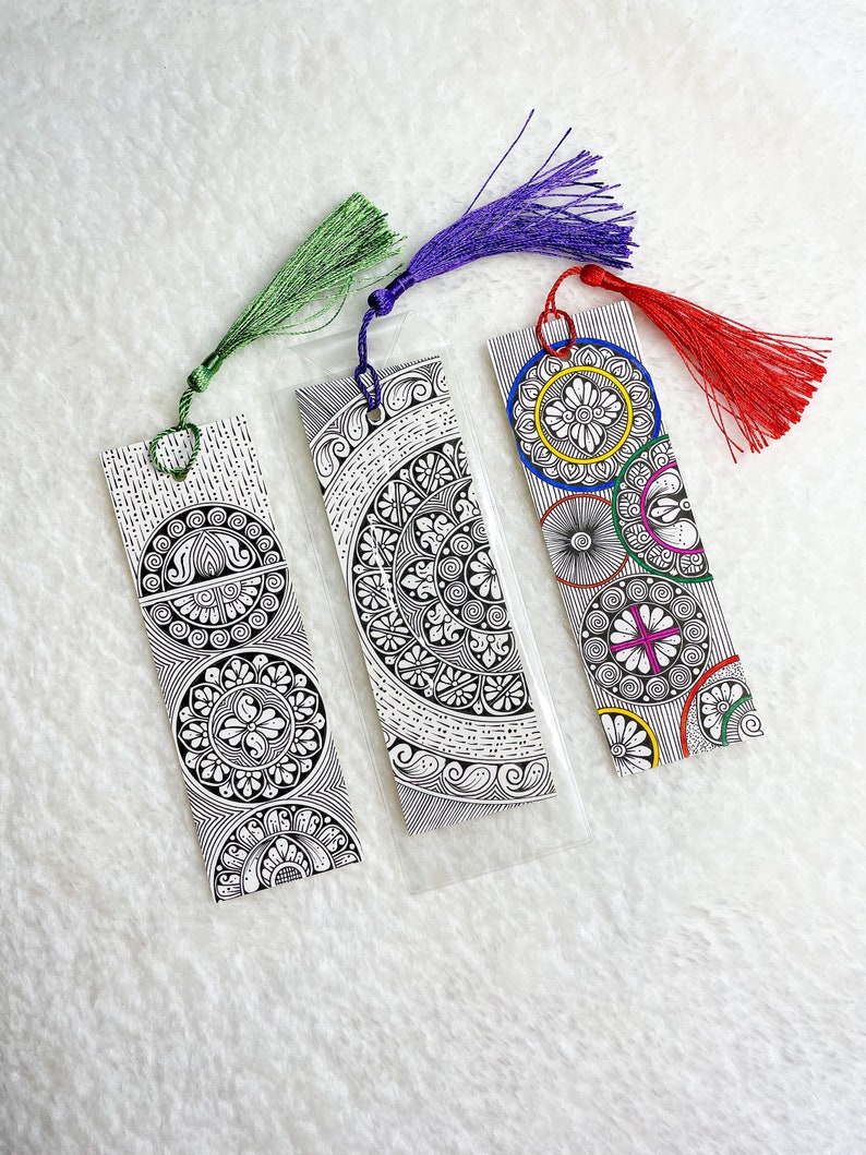 Cardstock Mandala Bookmarks With Tassel, Thank You Gifts, Mandala Art ...