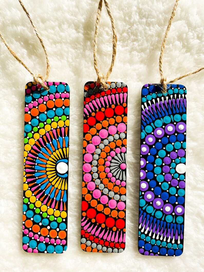 Hand Painted Mandala Bookmarks, Colourful Children's Gifts, Dot Art ...