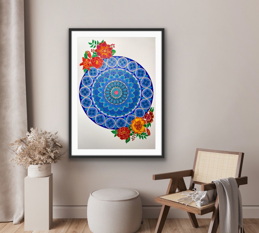 Hand-painted Mandala Wall Art | Original Art With Black Frame | Mixed ...