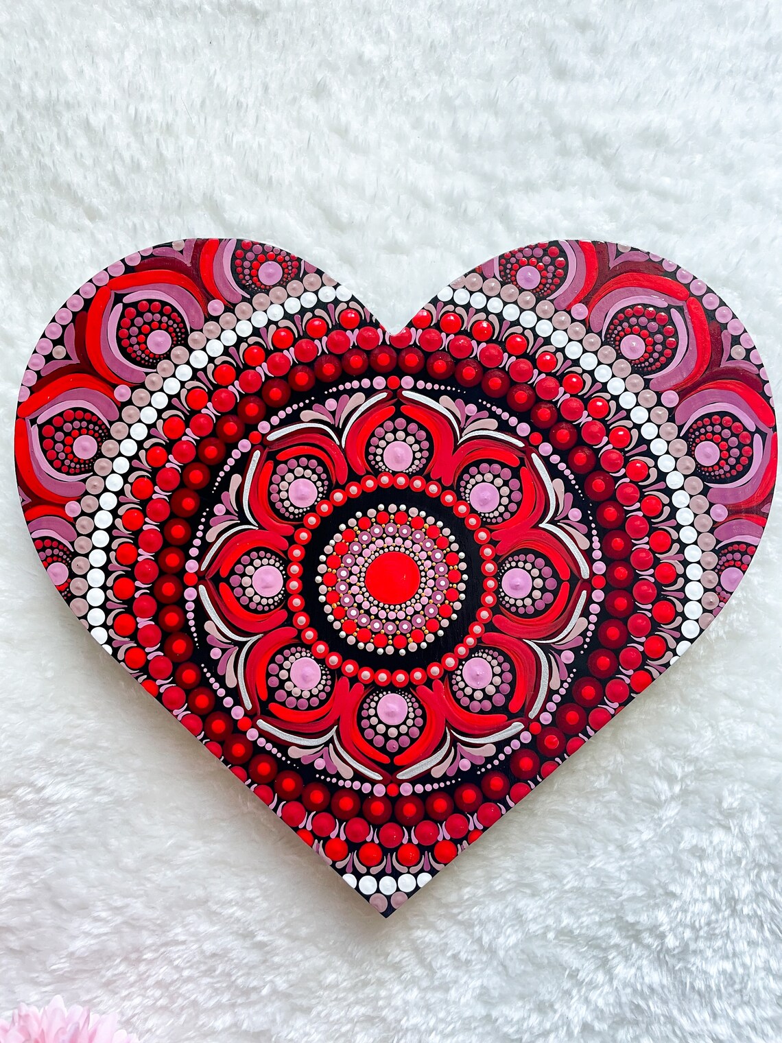 Heart Shaped Mandala Original Love Dot Mandala on Wood Wall - Etsy