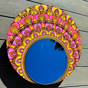 Original 18" Mandala Art on Wood Contemporary Wall Mirror Painted ...
