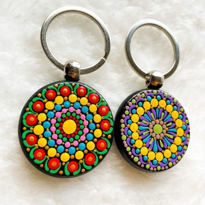 Christmas Gifts Mandala Keychain Hand Painted Key Chain Dot Mandala ...