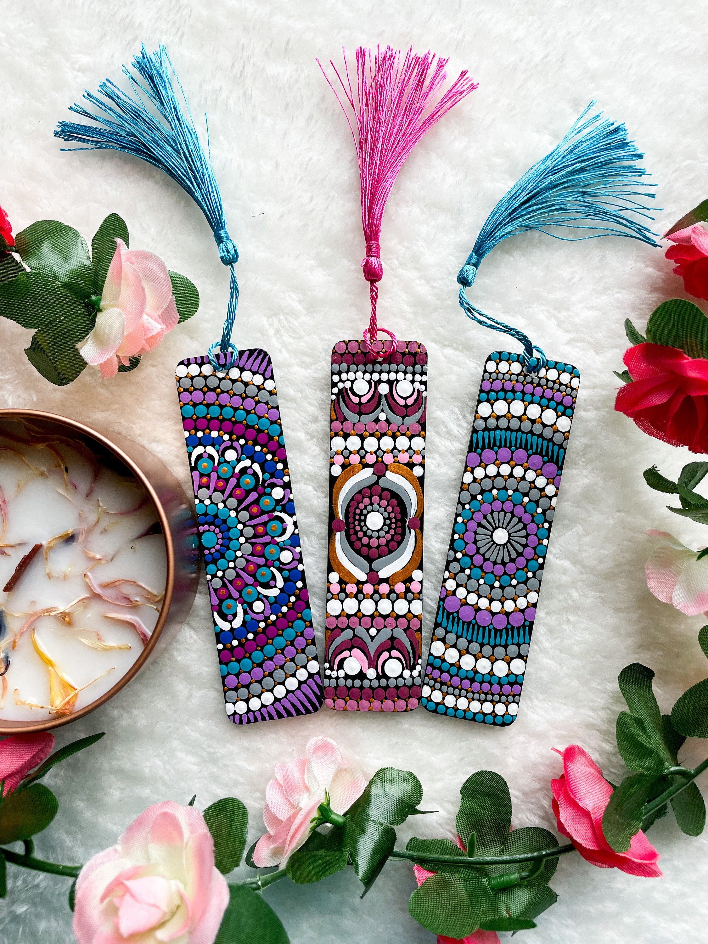 Mandala Art Bookmarks, Hand-painted Bookmarks Children & Adults' Gift ...