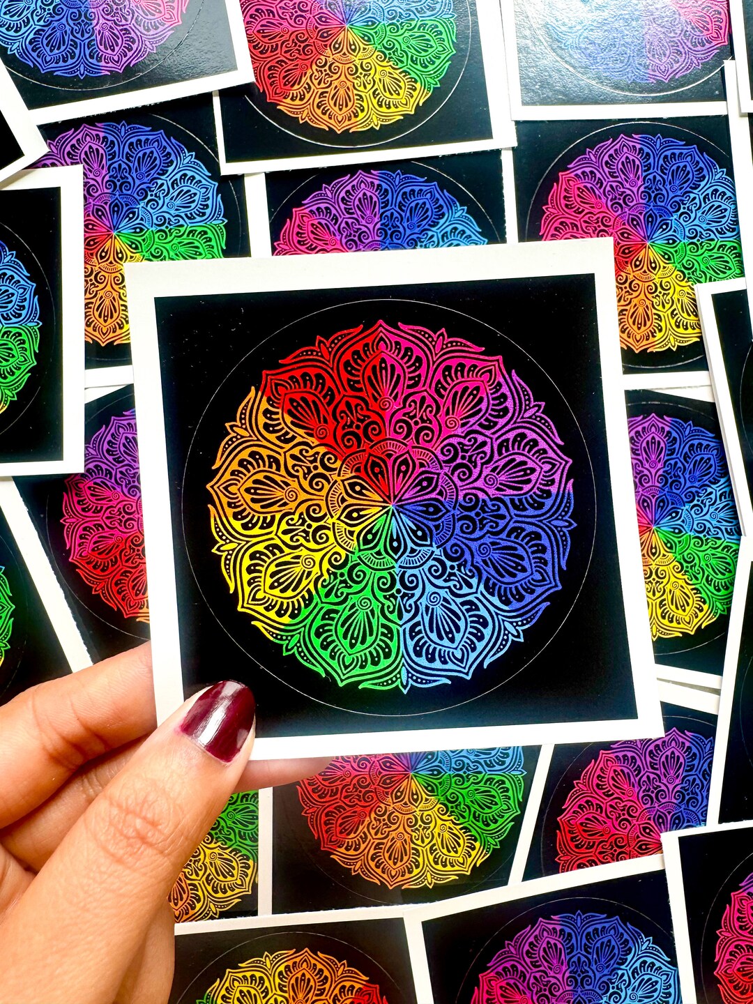 Mandala Stickers Rainbow Mandala Decal Laptop Stickers Mandala Art Gift ...