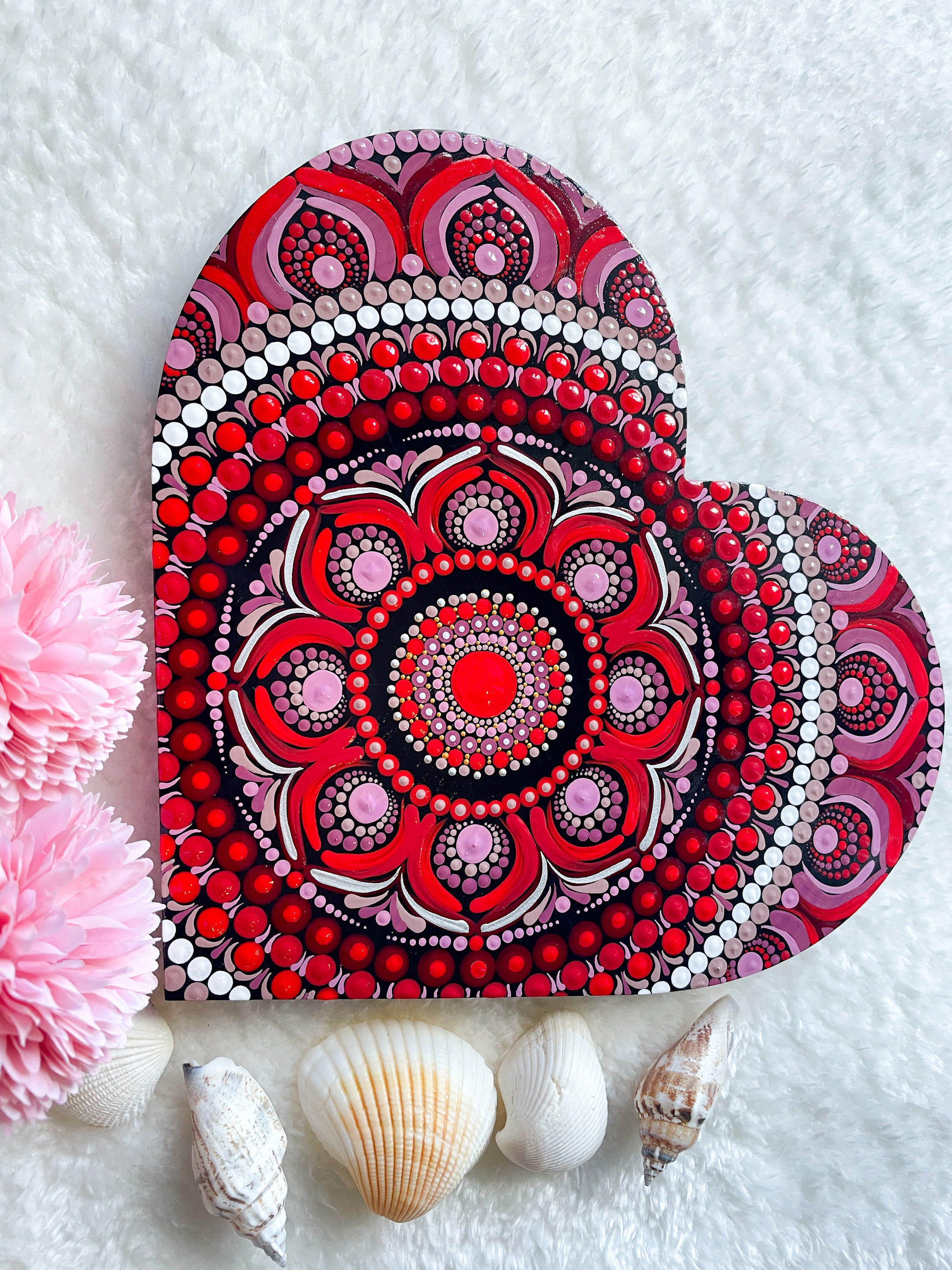 Heart Shaped Mandala Original Love Dot Mandala on Wood Wall - Etsy