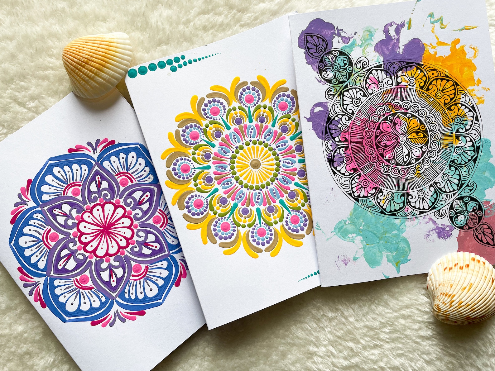 Painted Cards, Birthday Cards Mandala Cards, Thank You Card, Greeting ...