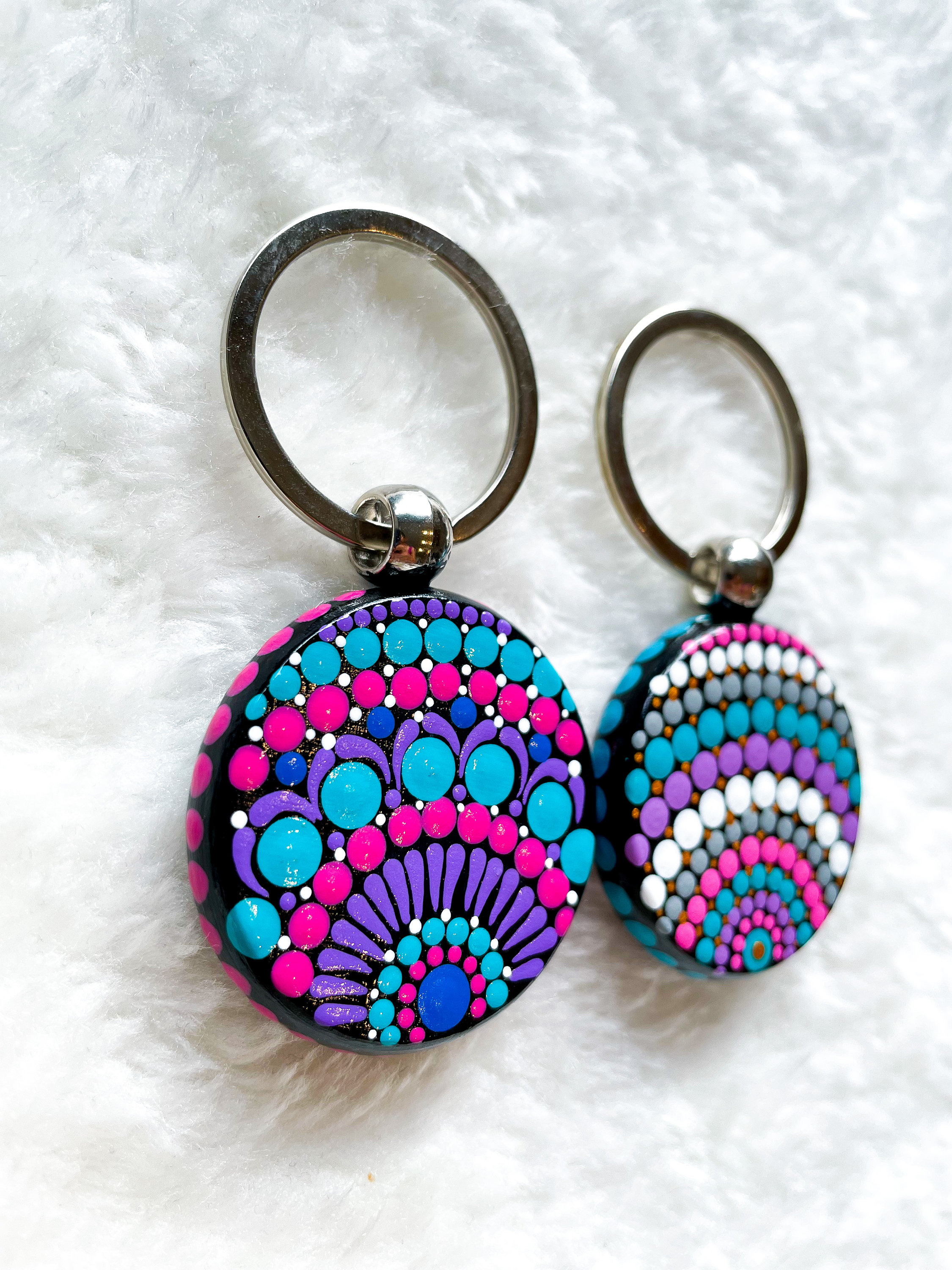 Mandala Keychain Set of 2 Hand Painted Key Chains Dot Mandala Giveaway ...