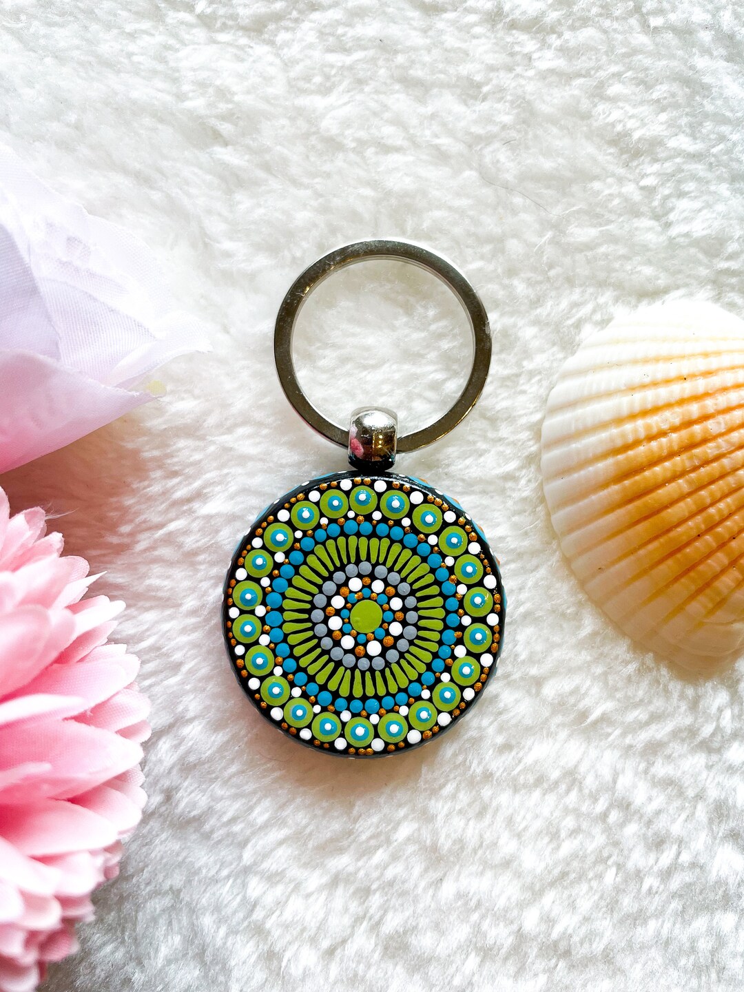 Wooden Keychain Mandala Dot Art Gift for Her Indian Return Gifts ...