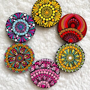 Fridge Magnets Set of 6 Hand Painted Magnets Colorful Small Art Gifts ...